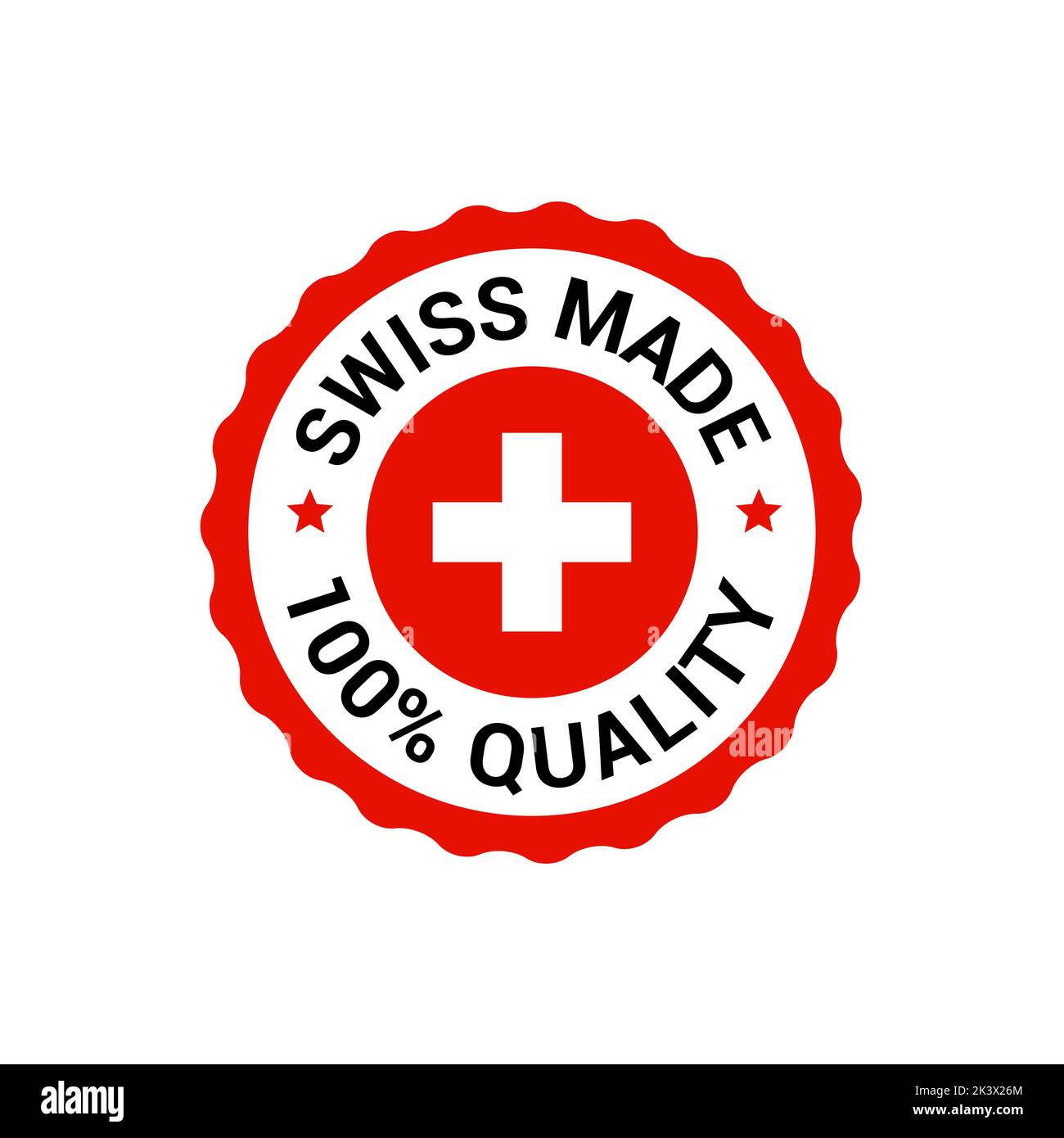 Swiss made product label. Switzerland quality flag vector sticker icon ...
