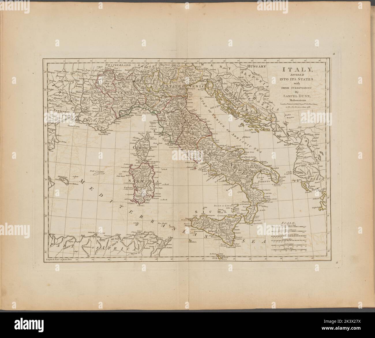 Italy, divided into its states with their subdivisions 1786. Dunn ...
