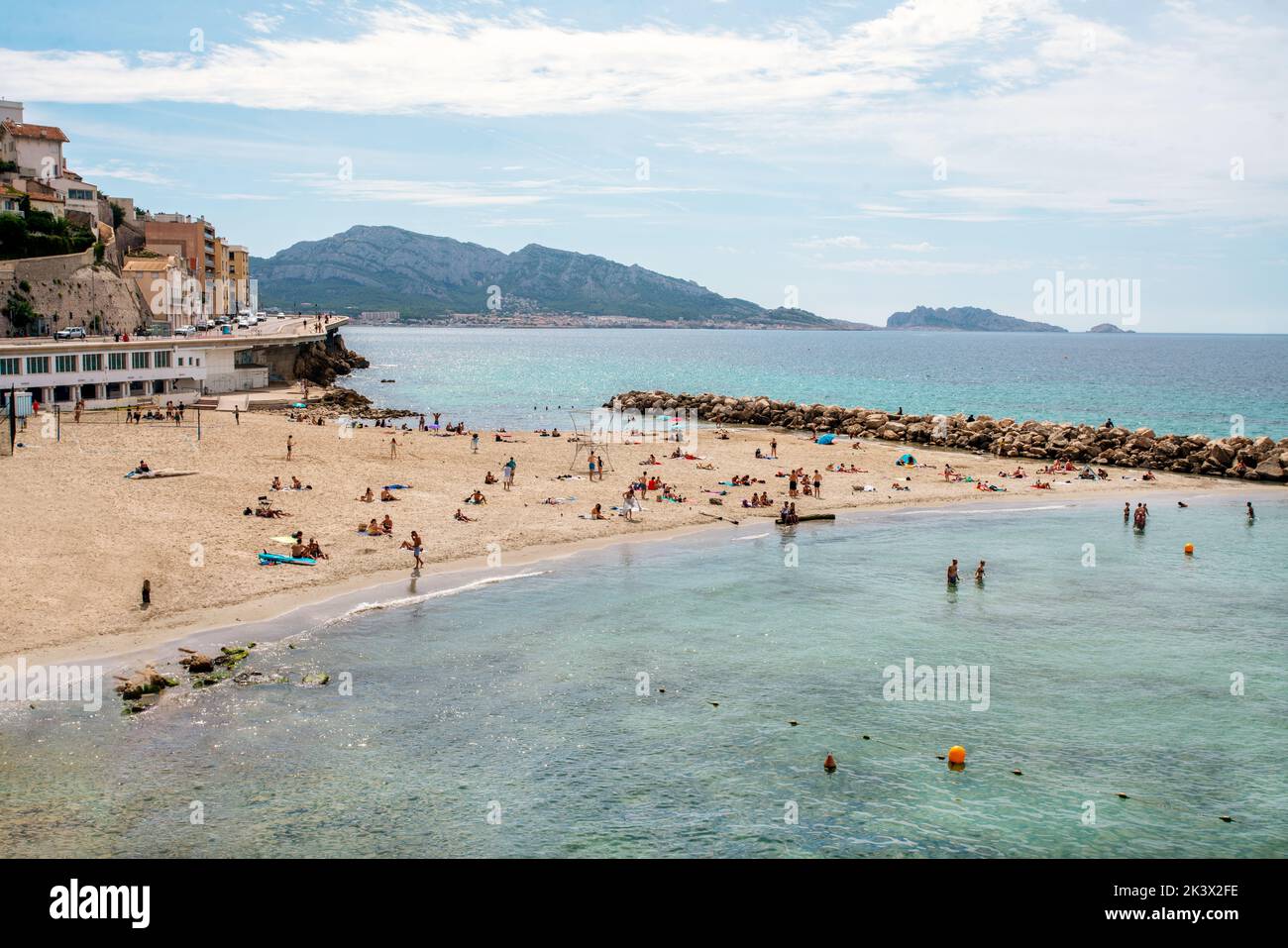 Amazing view on sand beach in suburbs of Marseille with beach and ...