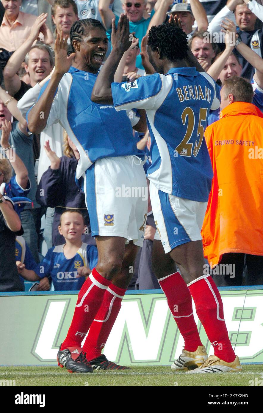 PORTSMOUTH V BLACKBURN KANU CELEBRATES HIS FIRST GOAL FOR HIS NEW CLUB ...
