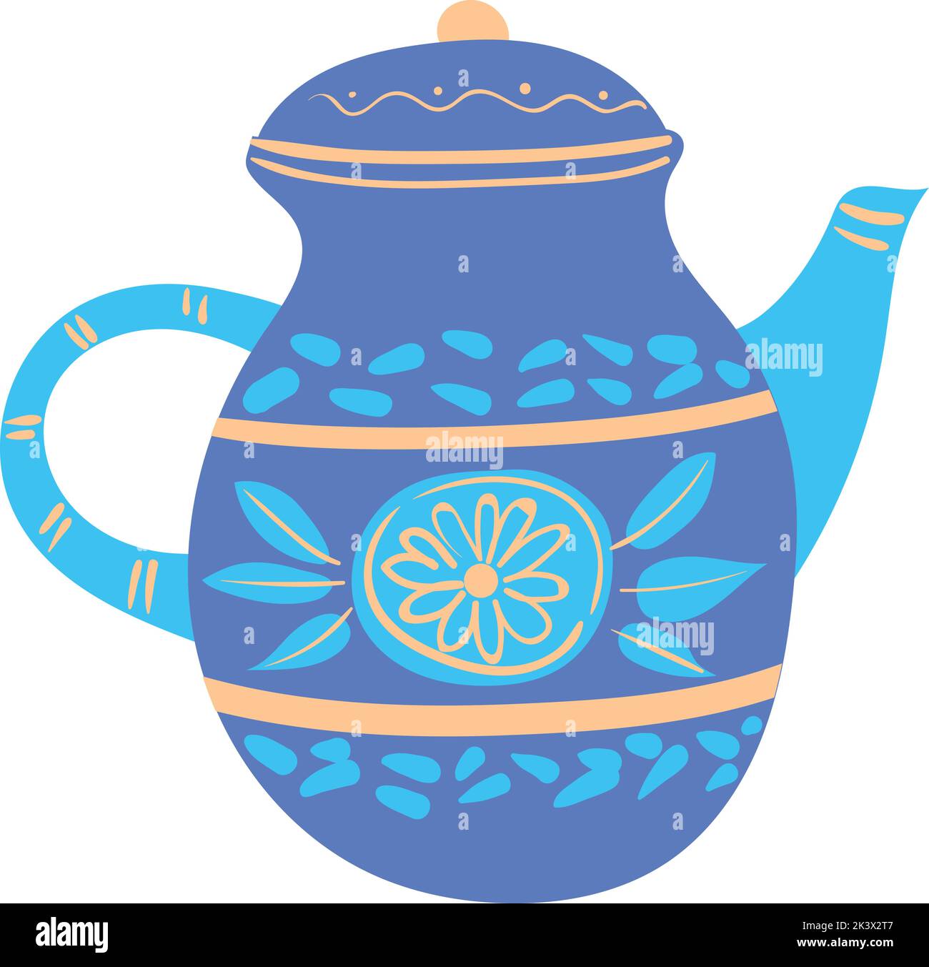 Cute teapot in scandinavian hand drawn style isolated on white ...