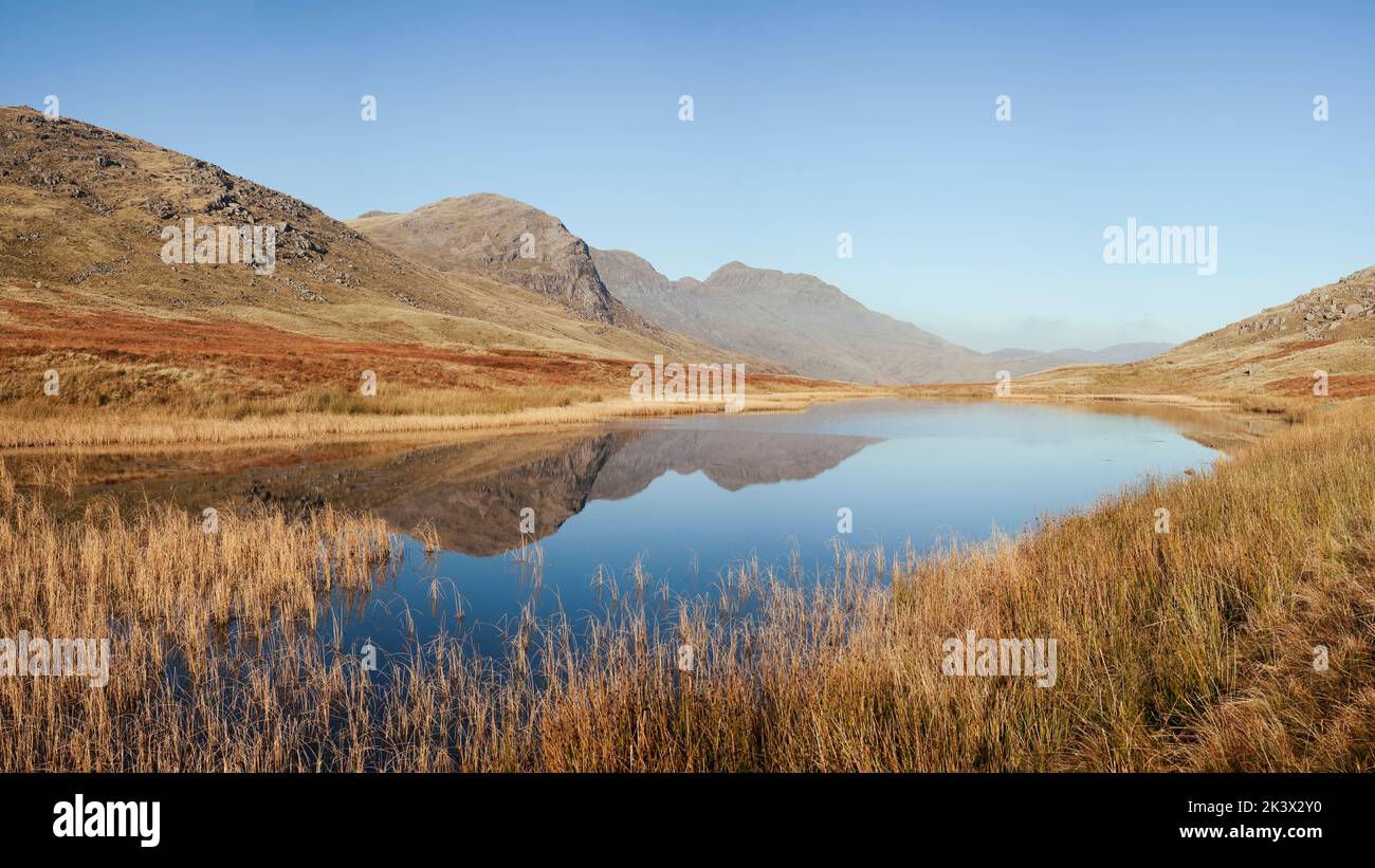 Great Knott and Bow Fell reflected in Red Tarn, in the English Lake ...