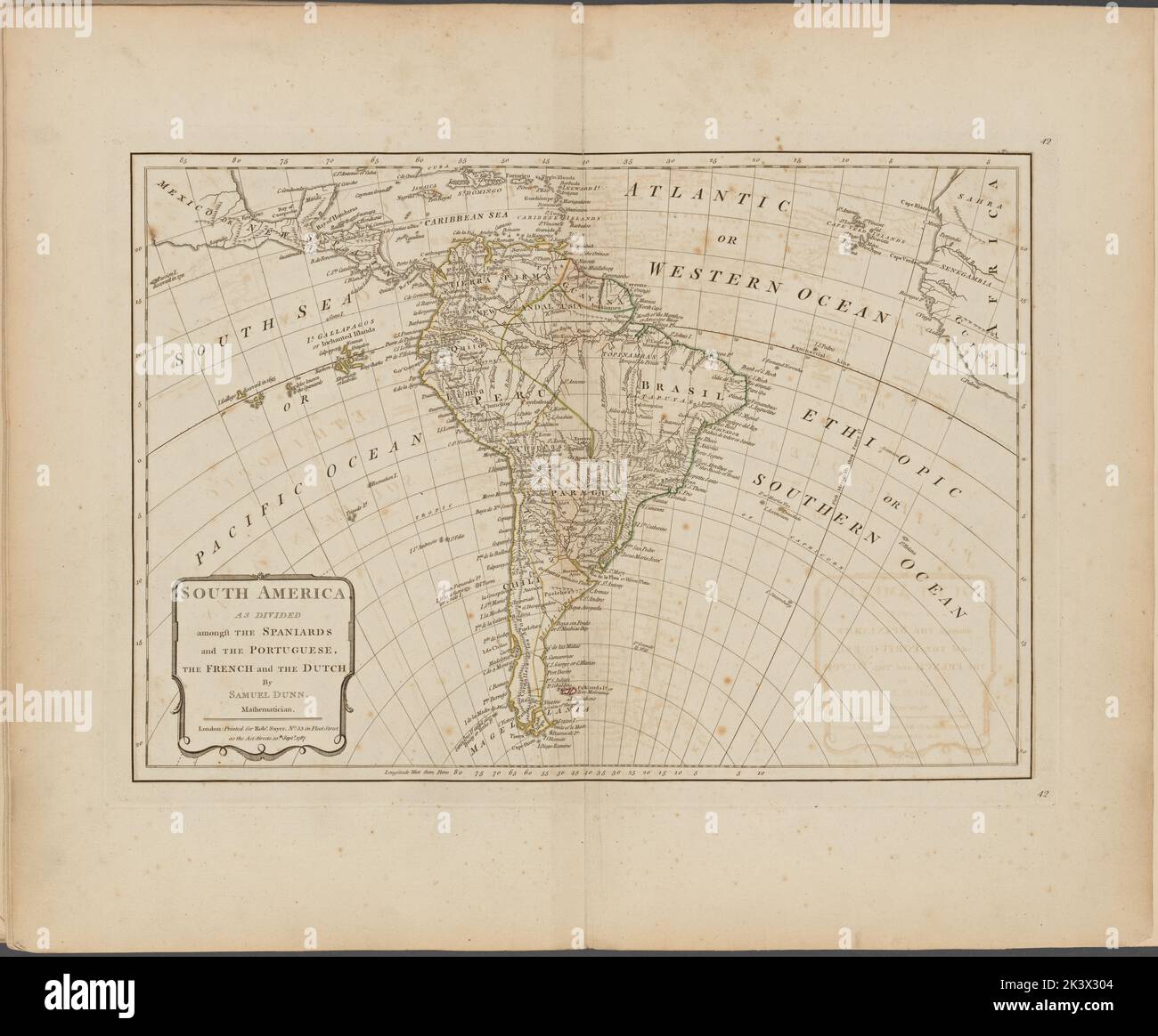 South America as divided amongst the Spaniards and the Portuguese, the ...