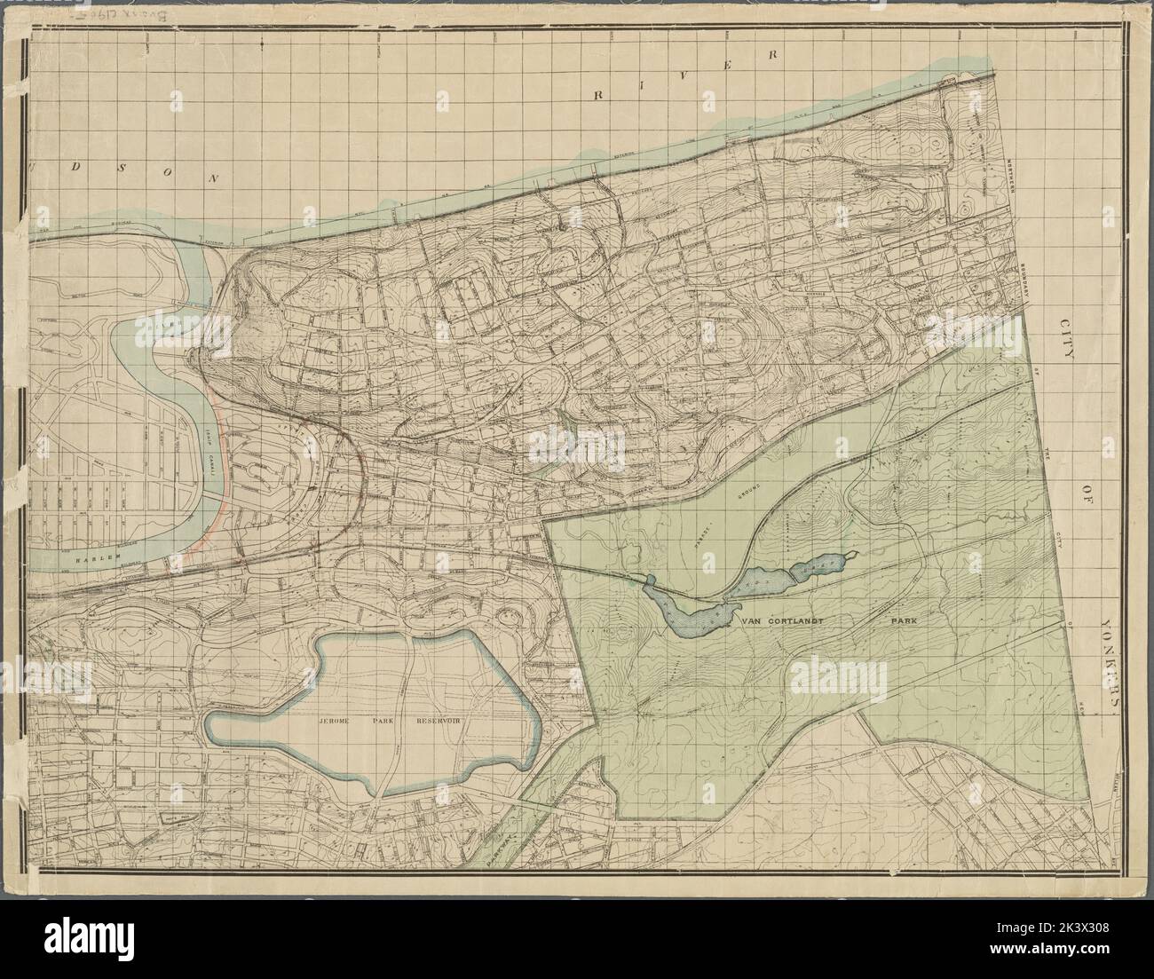 Topographical map of the western part of the Bronx, north of Spuyten ...