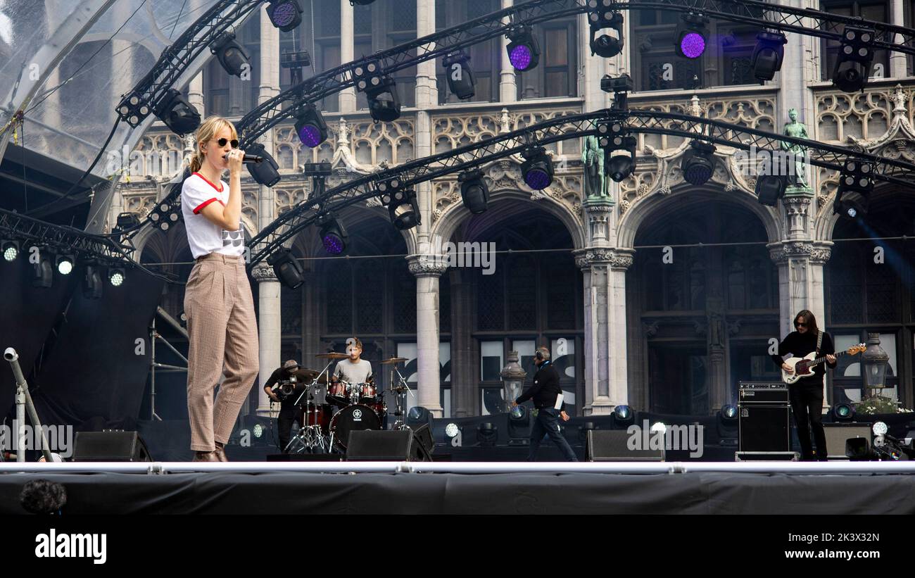 Female Singer performing at Grand Place, Brussels on the 23rd September ...