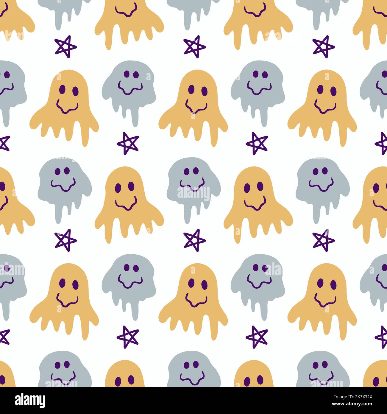 Halloween Cute Ghost Vector Seamless Pattern Texture Stock Vector Image ...