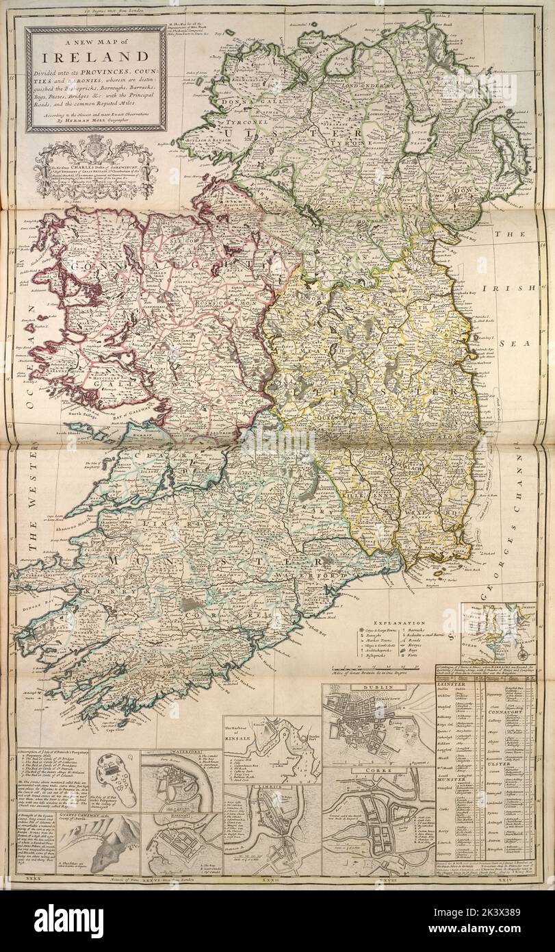 A new map of Ireland, divided into its provinces, counties and baronies ...