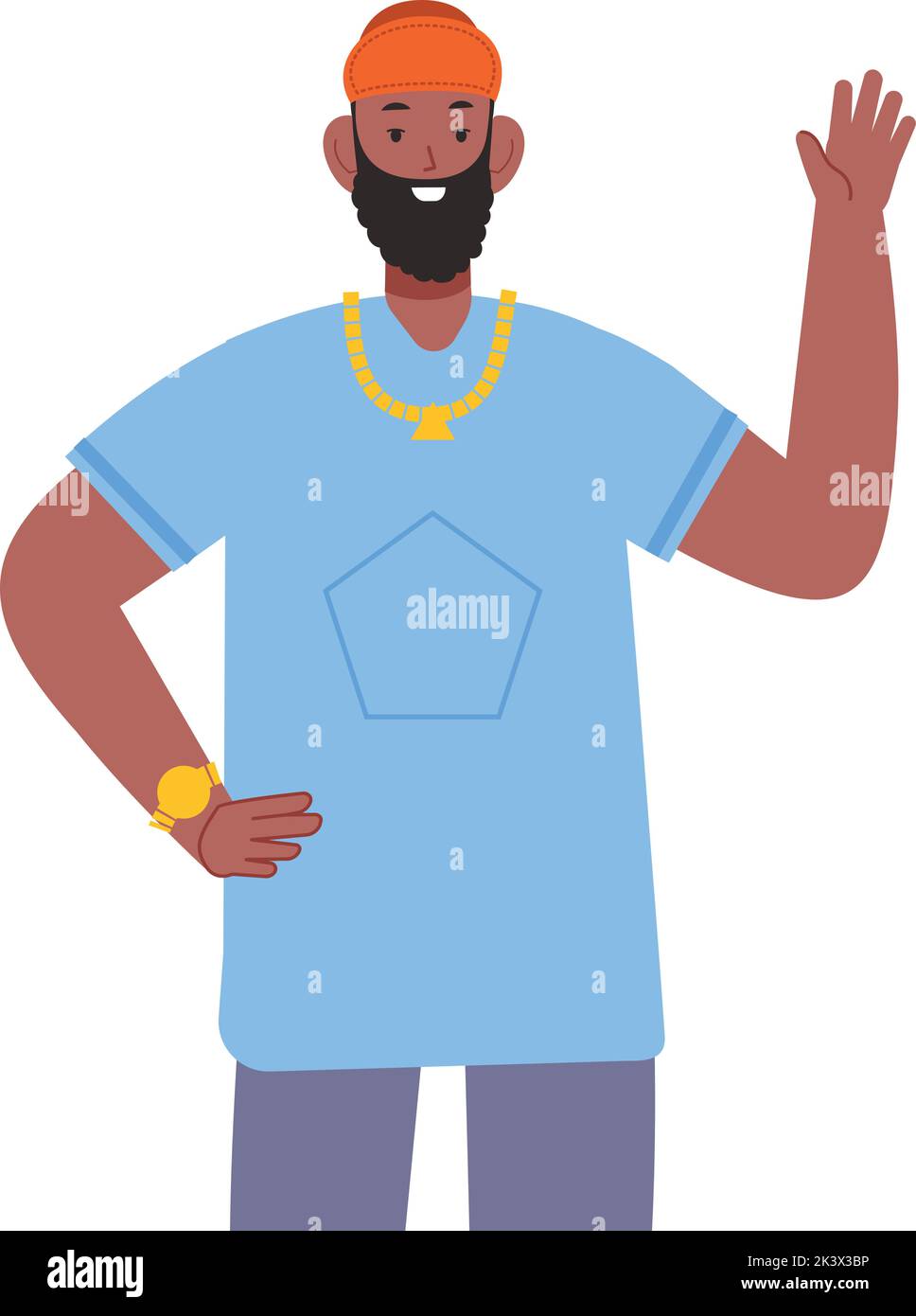 Happy man with greeting gesture. Guy waving hand isolated on white ...