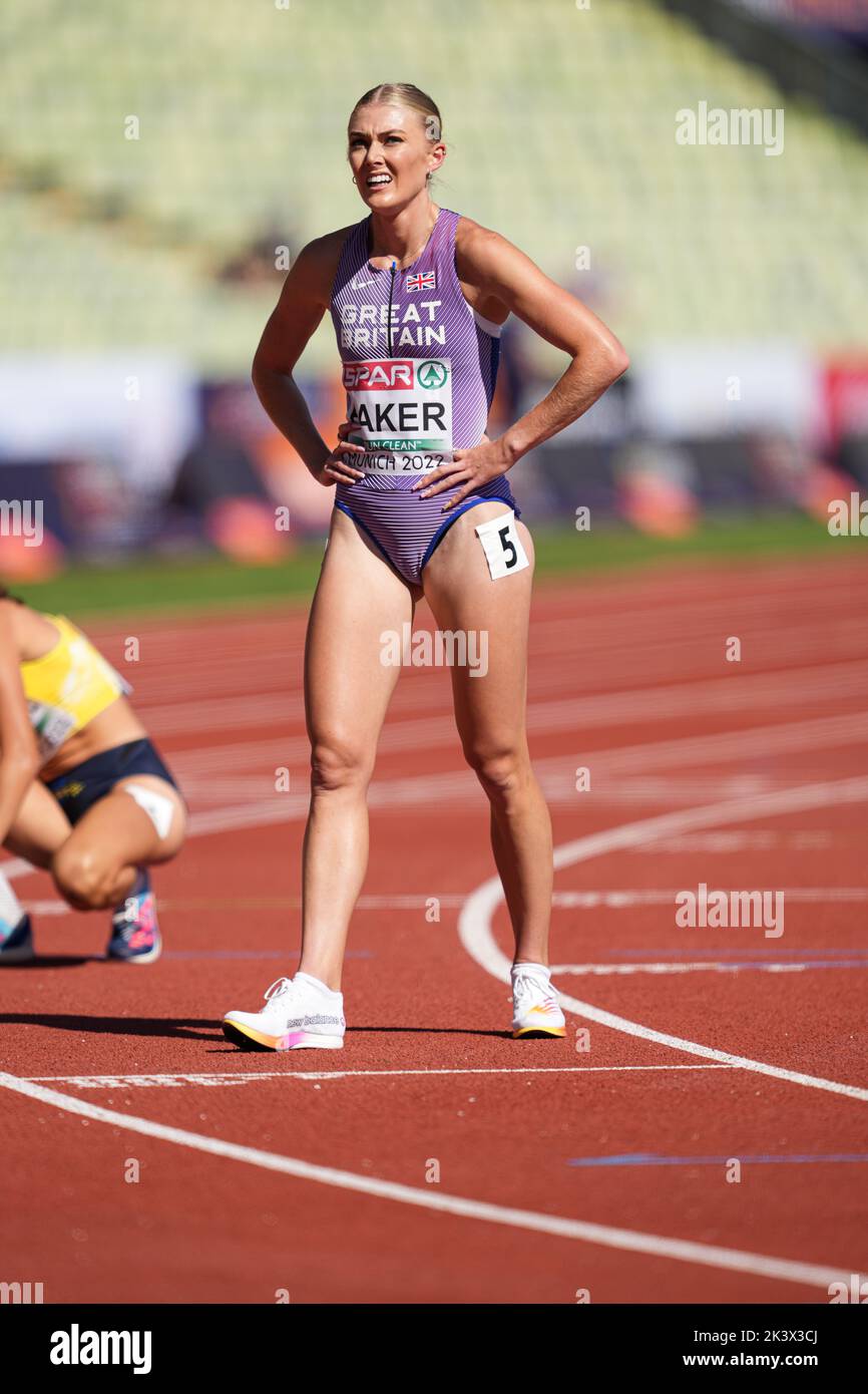 Ellie Baker participating in the 1500 meters of the European Athletics Championships in Munich ...