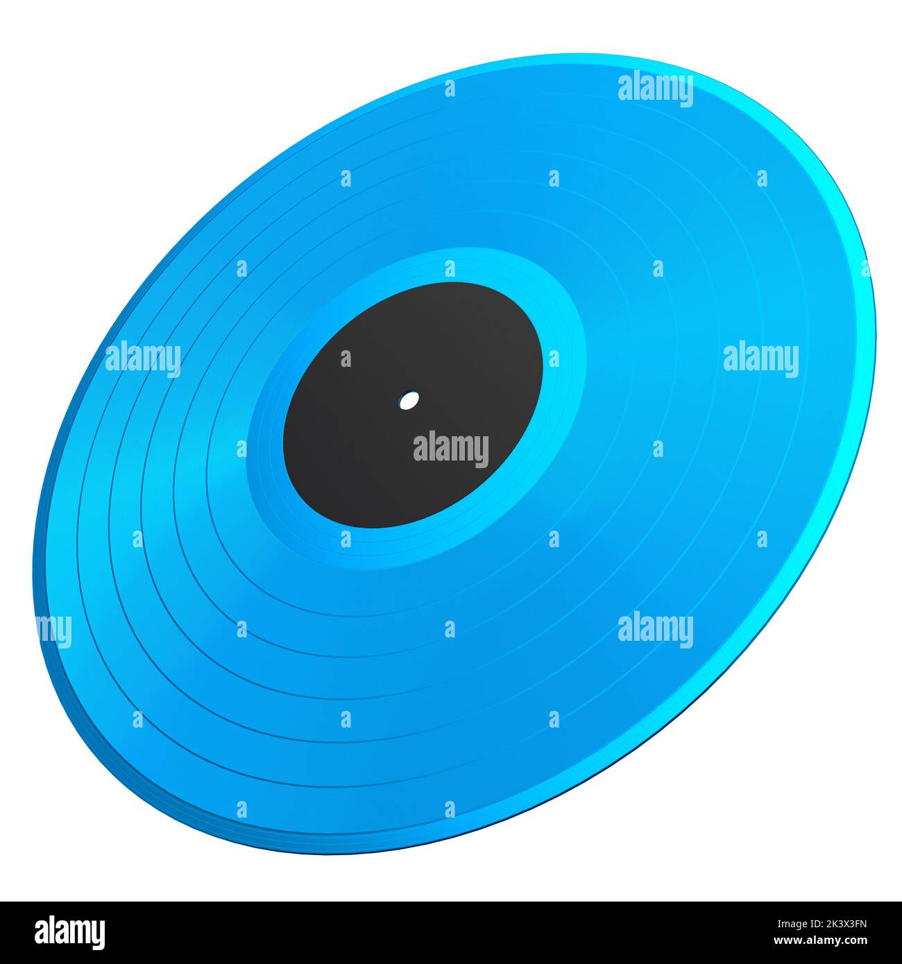 Black vinyl LP record with label isolated on white background. 3d ...