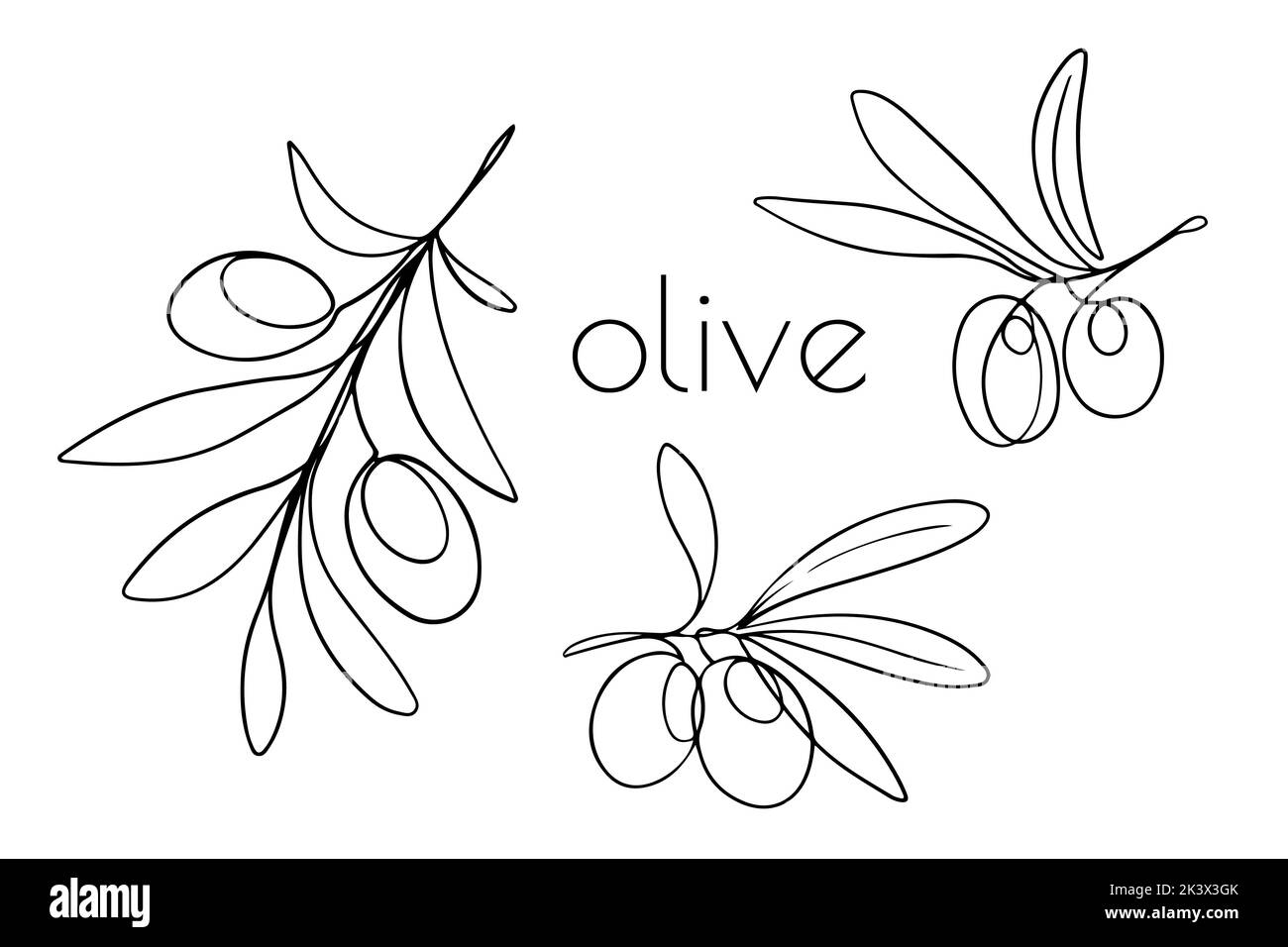 One line drawing olives set Stock Vector Image & Art - Alamy