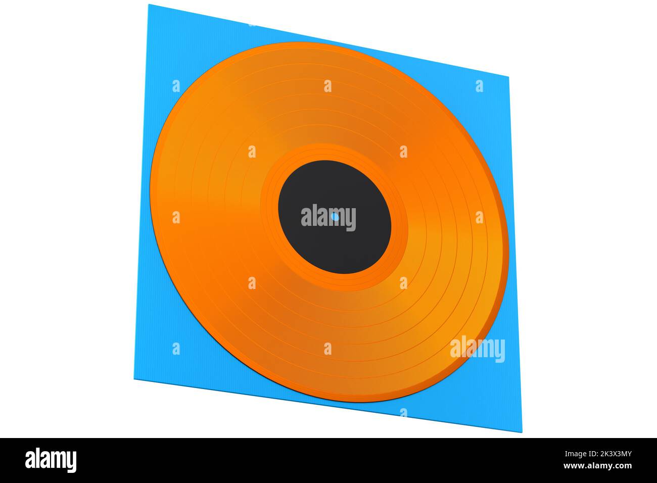 Black vinyl LP record with cover isolated on white background. 3d ...