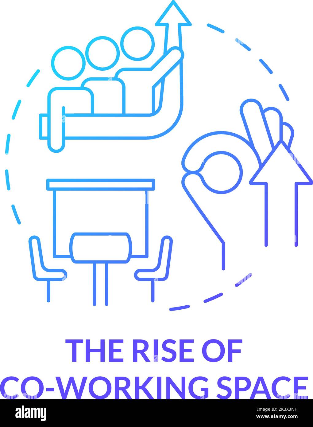 Rise of coworking space blue gradient concept icon Stock Vector Image ...