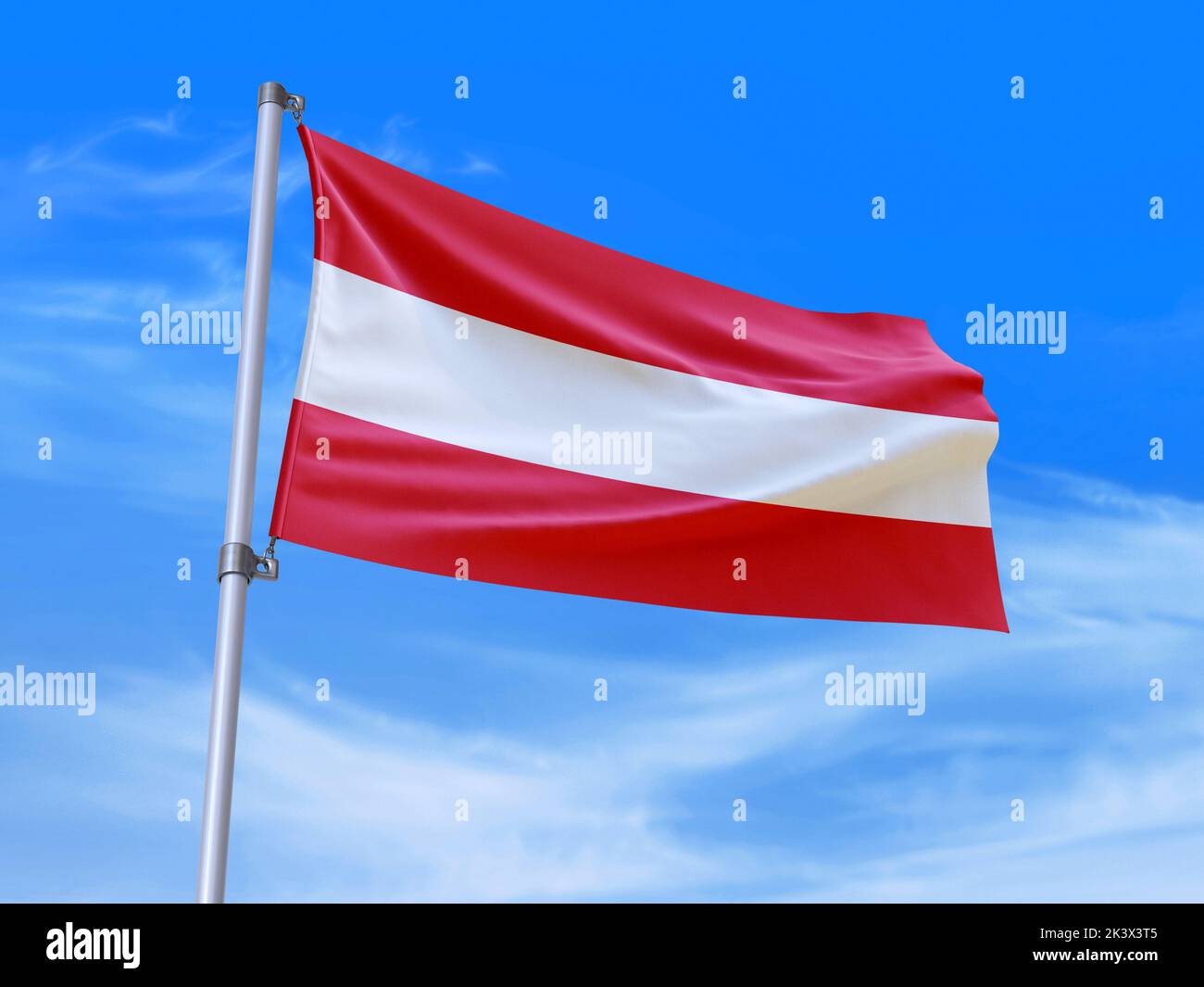 Beautiful Austria flag waving in the wind with sky background - 3D ...