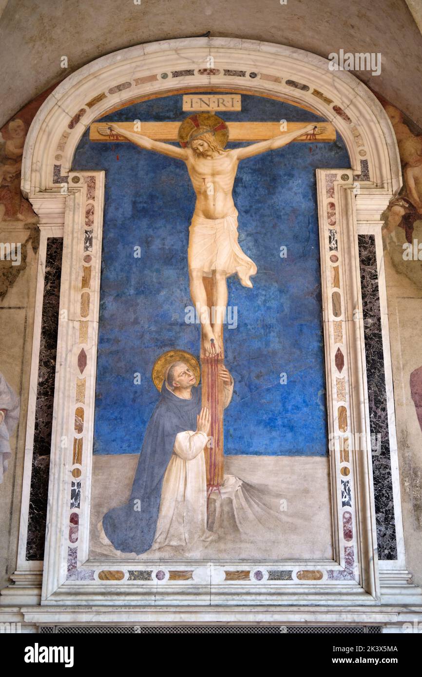 Christ on the Cross Adored by St Dominic fresco by Fra Angelico in the ...