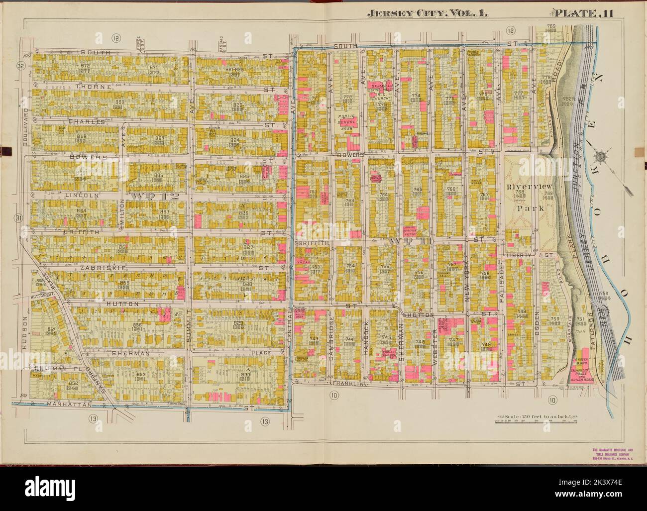 Hudson County, V. 1, Double Page Plate No. 11 Map bounded by South St ...