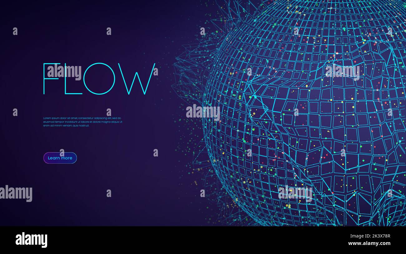 Abstract Data science concept. Explosion sound wave sphere background ...