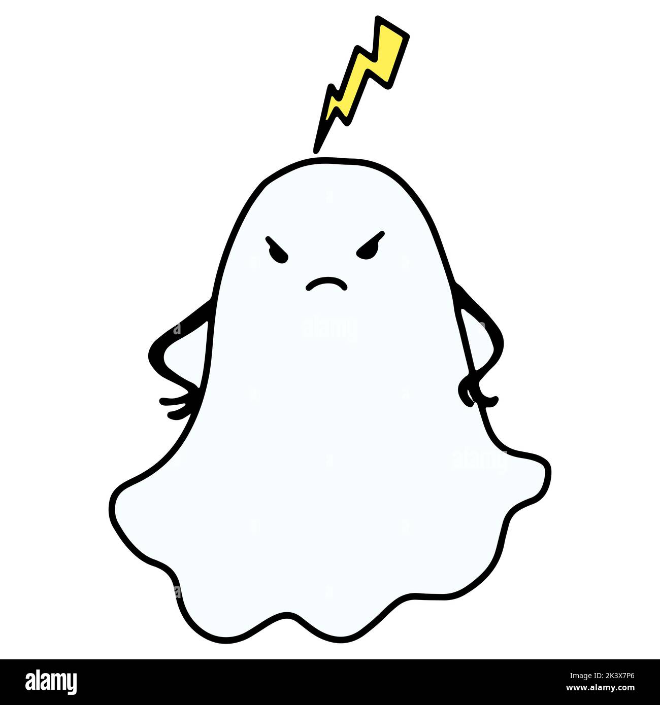 Funny Halloween Ghost Character. Hand Drawn Doodle Ghost Face Emotion ...