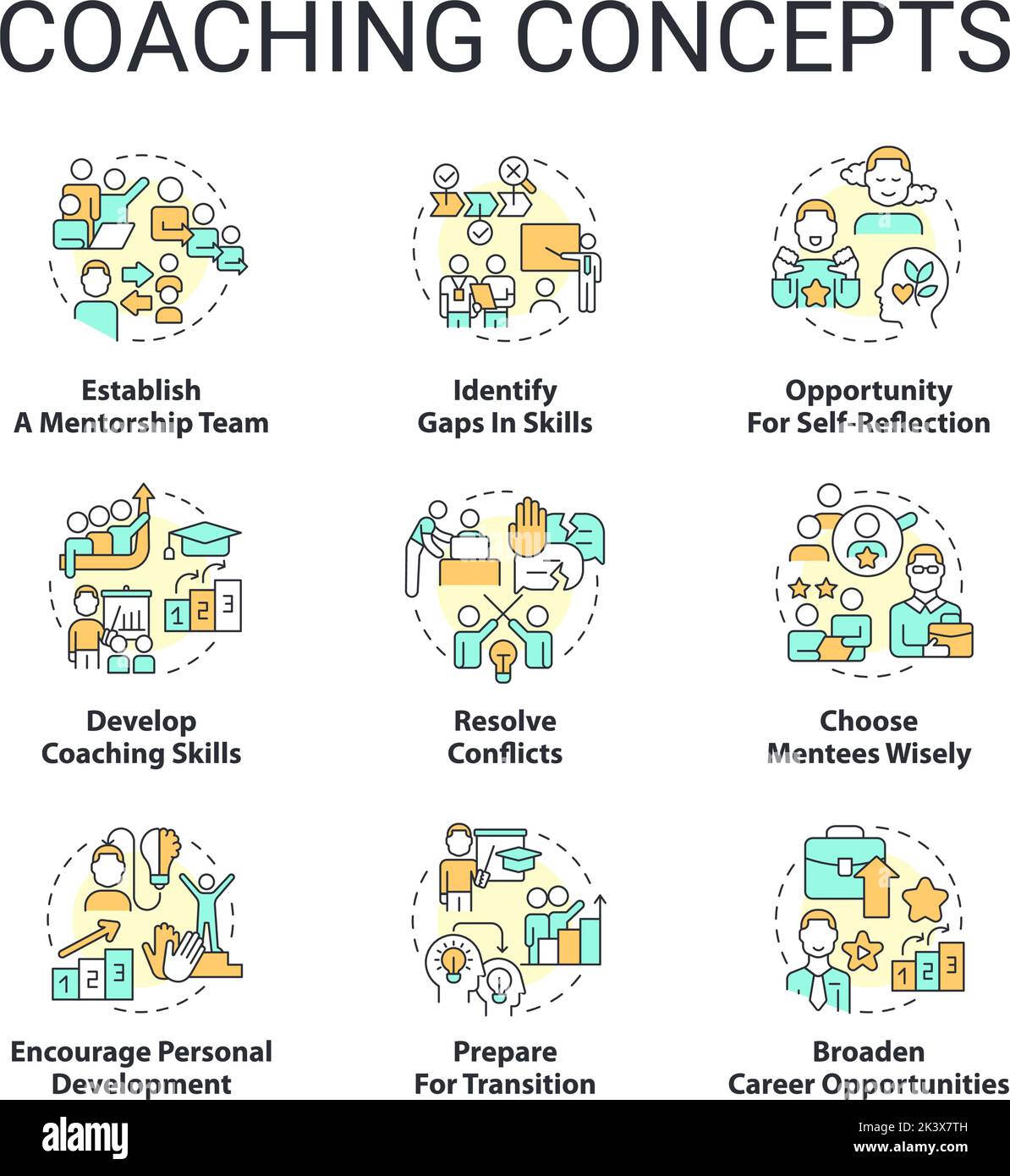 Coaching concept icons set Stock Vector Image & Art - Alamy