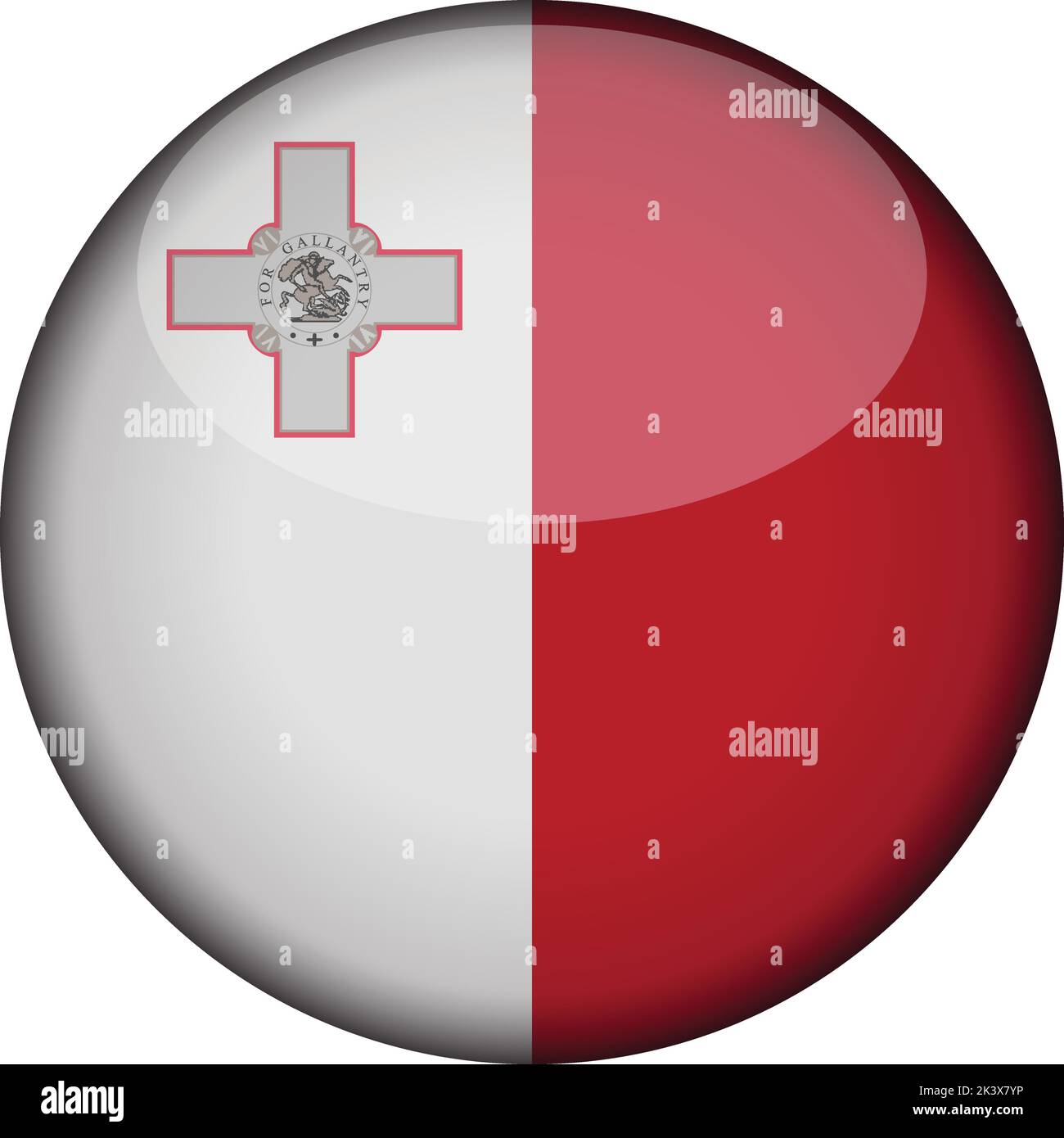 malta Flag in glossy round button of icon. malta emblem isolated on ...