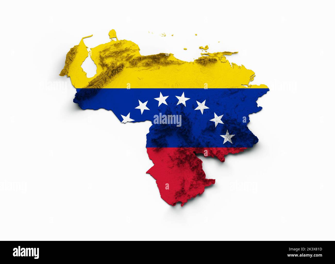 Venezuela Map Venezuela Flag Shaded relief Color Height map on white ...