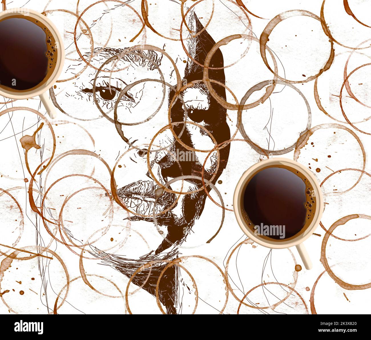 Portrait of a barista features a drawing of a woman who is a coffee ...