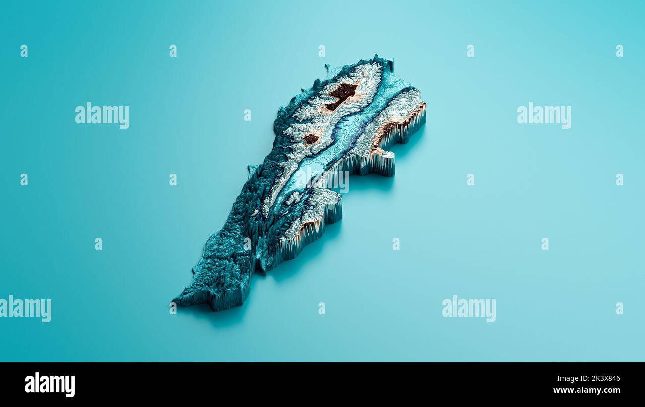 Topographic Lebanon Map Hypsometric Lebanese Elevation tint Spectral ...