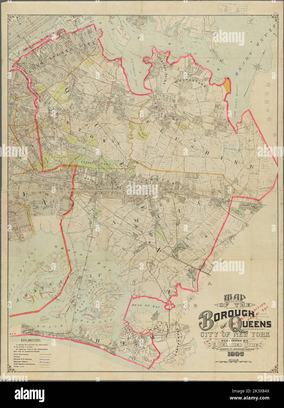Pocket Map of the Borough of Queens, New York City. 1906. Cartographic ...