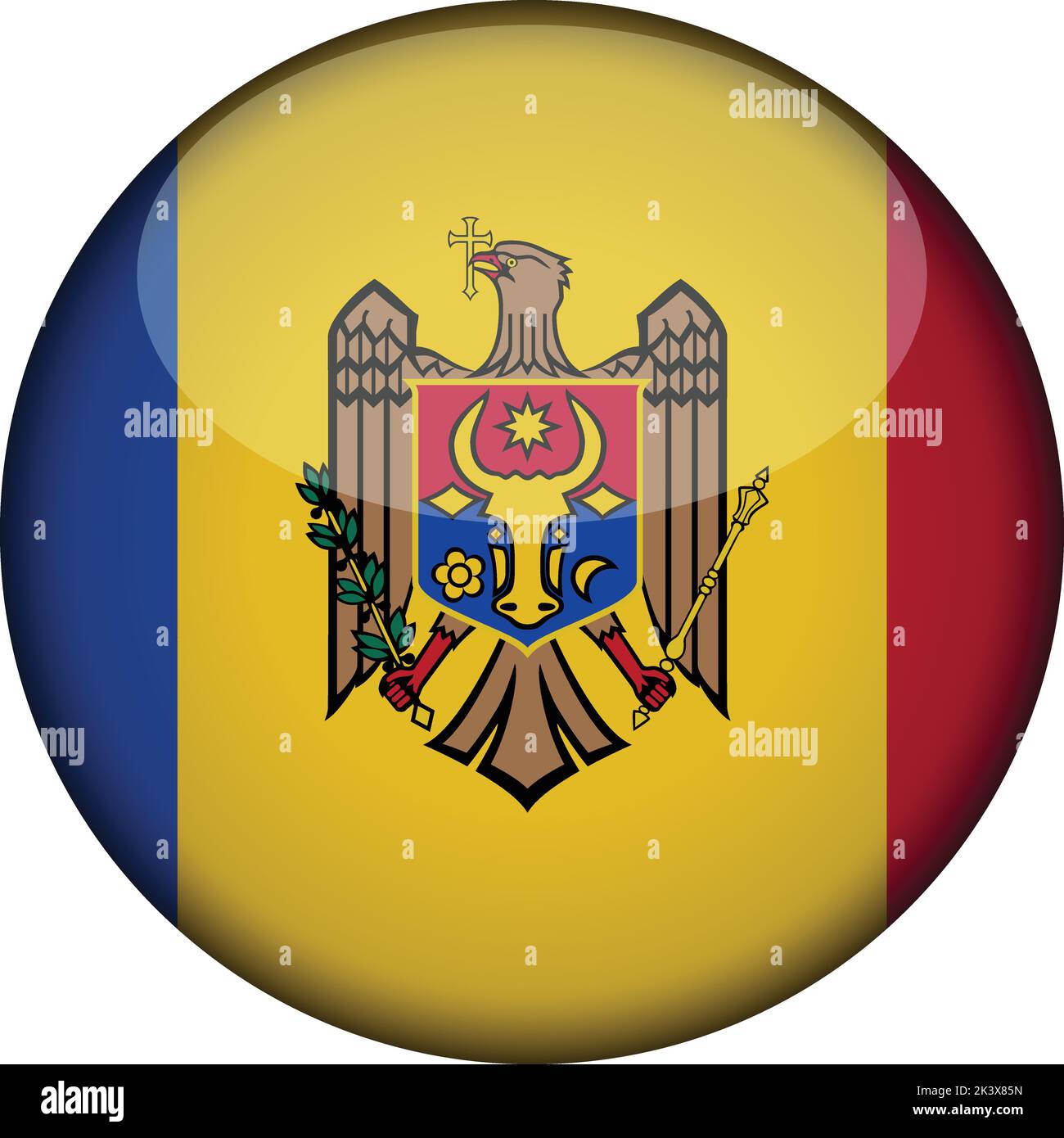 moldova Flag in glossy round button of icon. moldova emblem isolated on ...