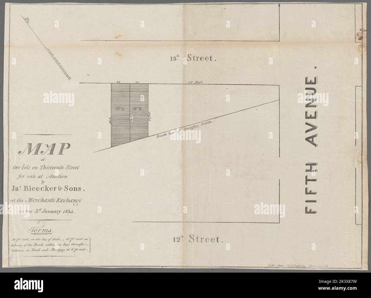 Map of two lots on Thirteenth Street for sale at auction by Jas ...