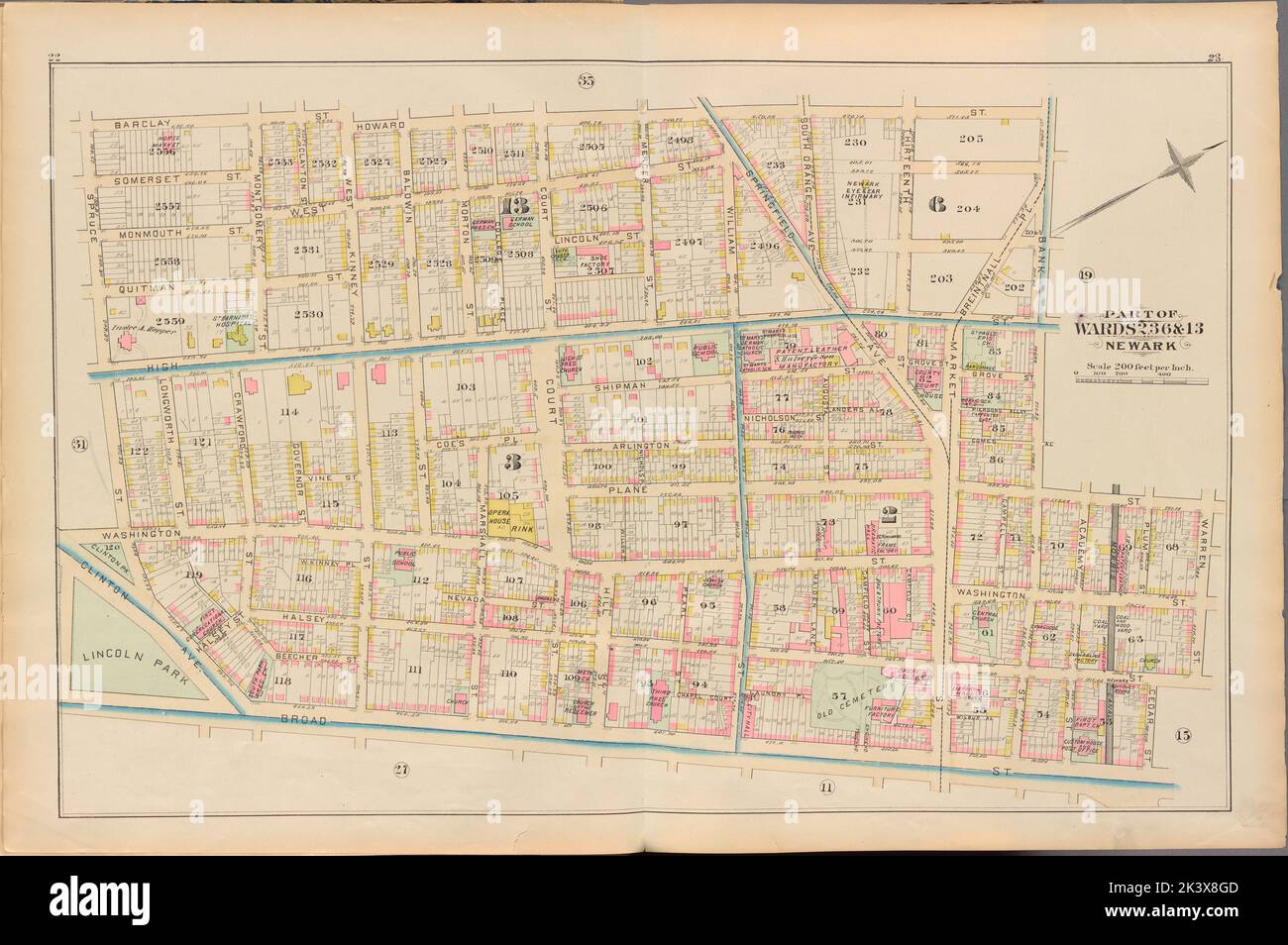 Essex County, Left Page Plate: Map bounded by Barclay St., Howard St ...