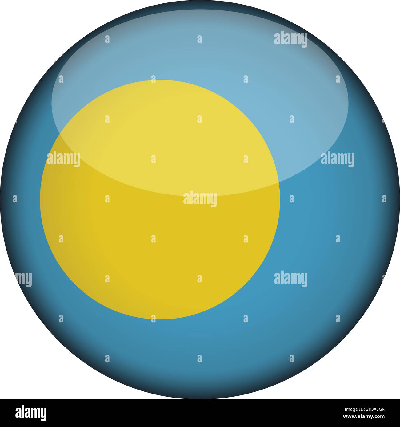 palau Flag in glossy round button of icon. palau emblem isolated on white background. National ...