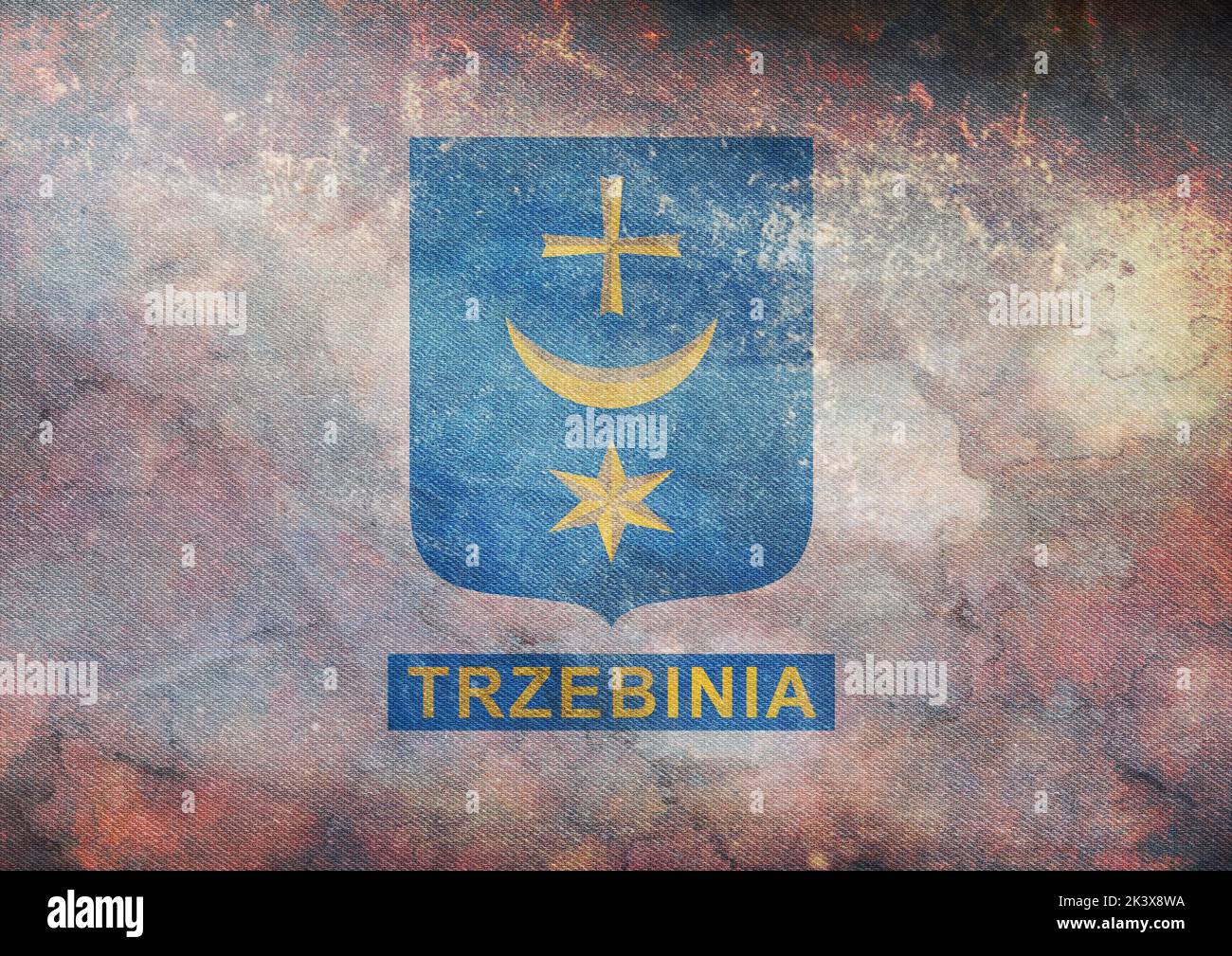 Top view of retro flag Trzebinia, Poland with grunge texture. Polish ...