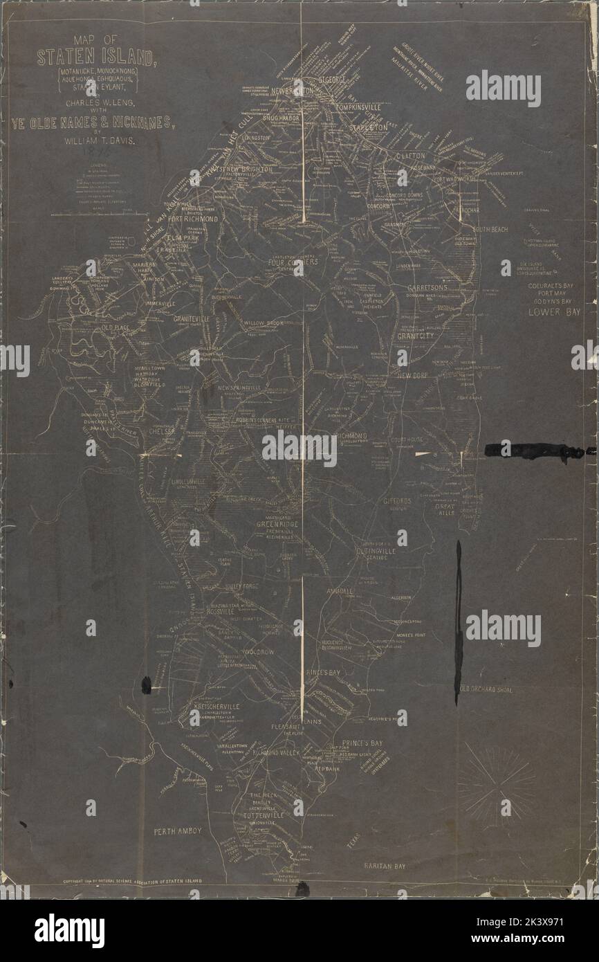 Map of Staten Island (Motanucke, Monocknong, Aquehonga, Eghqueous ...