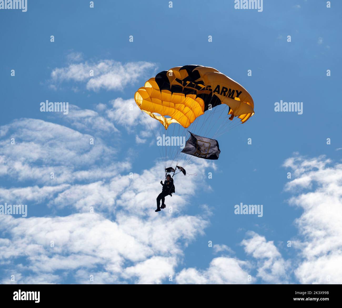The U.S. Army Parachute Team conducts a demonstration at the 2022 ...