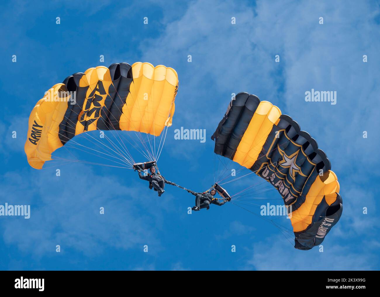 The U.S. Army Parachute Team conducts a demonstration at the 2022 ...