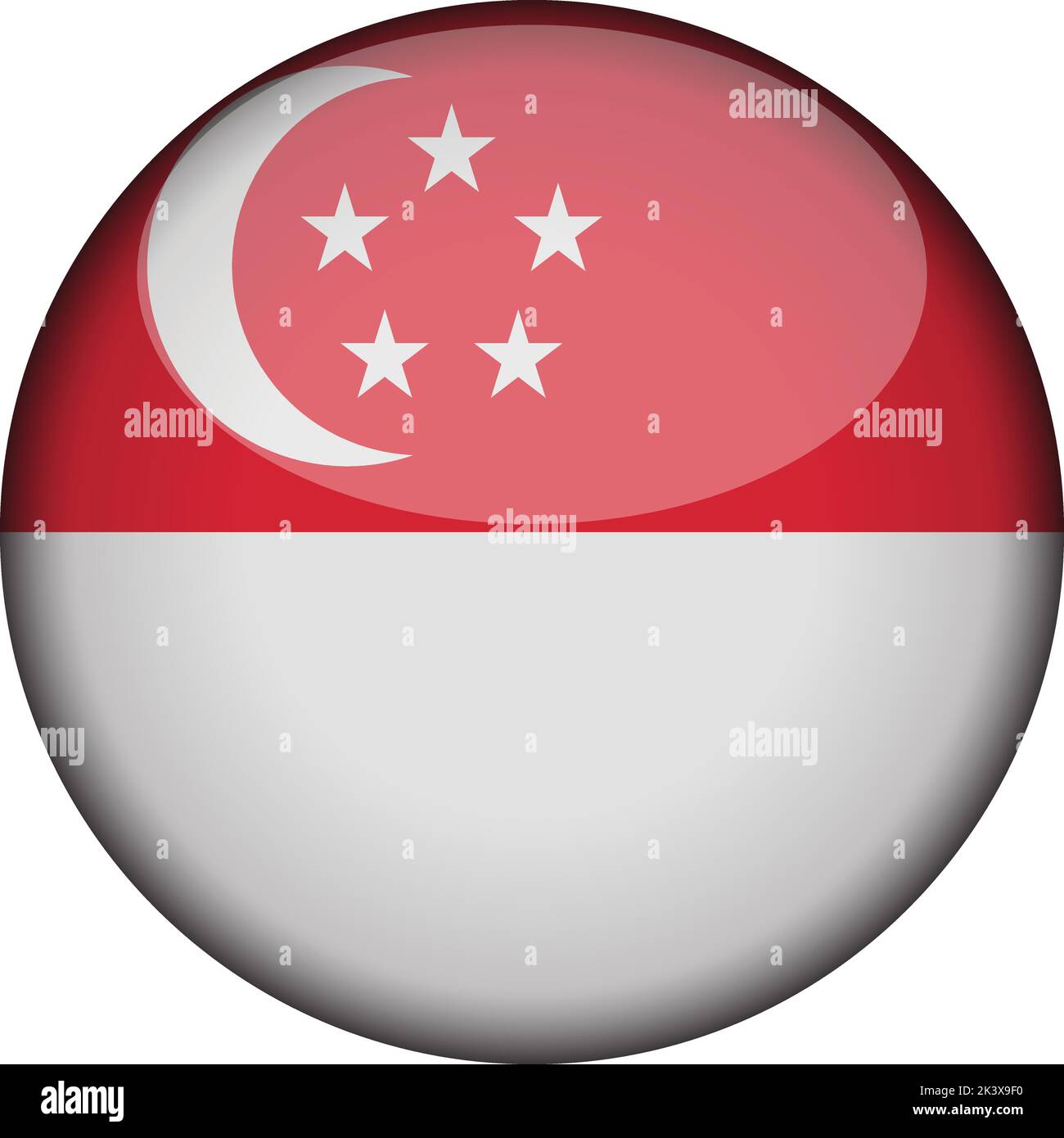 singapore Flag in glossy round button of icon. singapore emblem ...