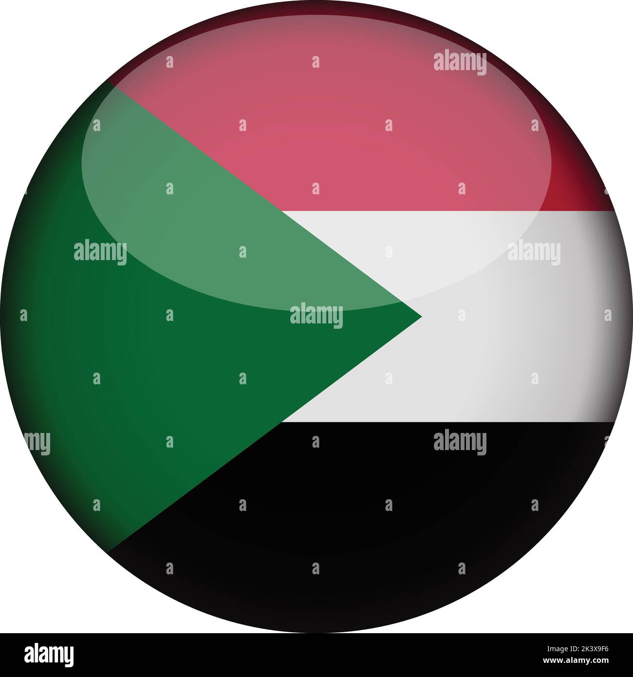 sudan Flag in glossy round button of icon. sudan emblem isolated on ...