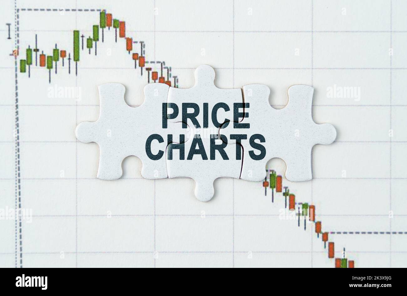 Business concept. On the quotes chart there are puzzles with the ...