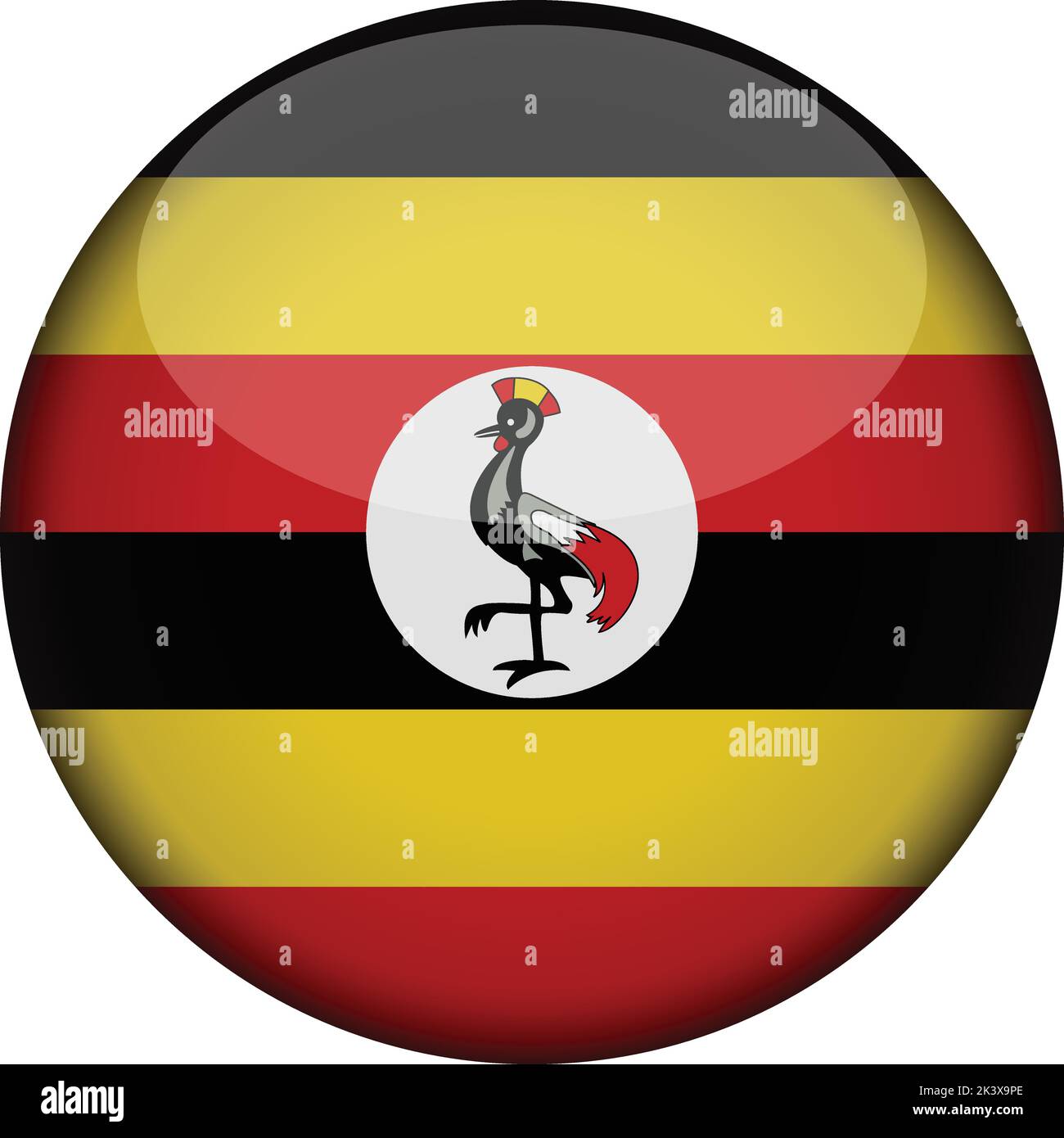uganda Flag in glossy round button of icon. uganda emblem isolated on ...