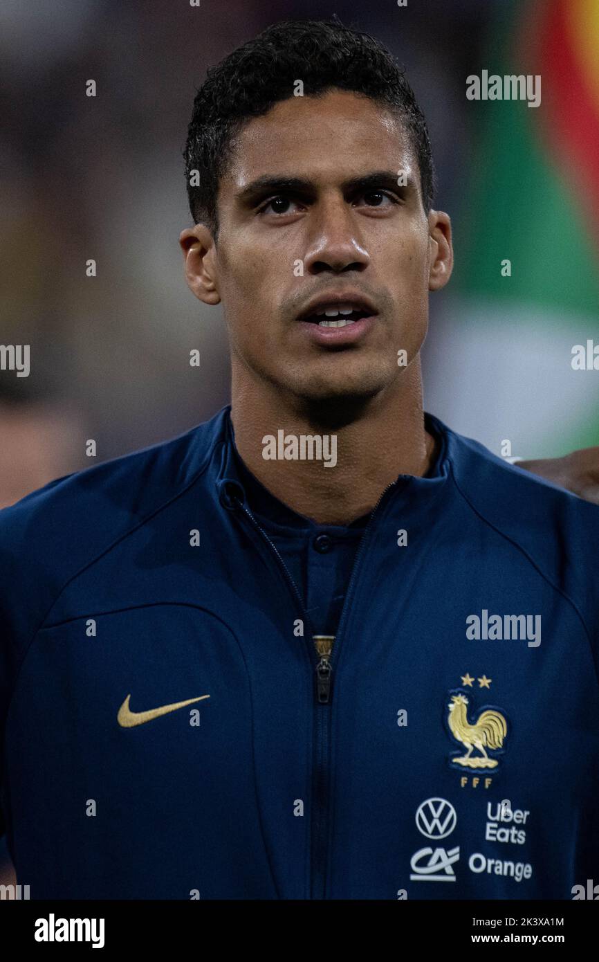 PARIS, FRANCE - SEPTEMBER 22: Raphael Varane of France looks on during ...