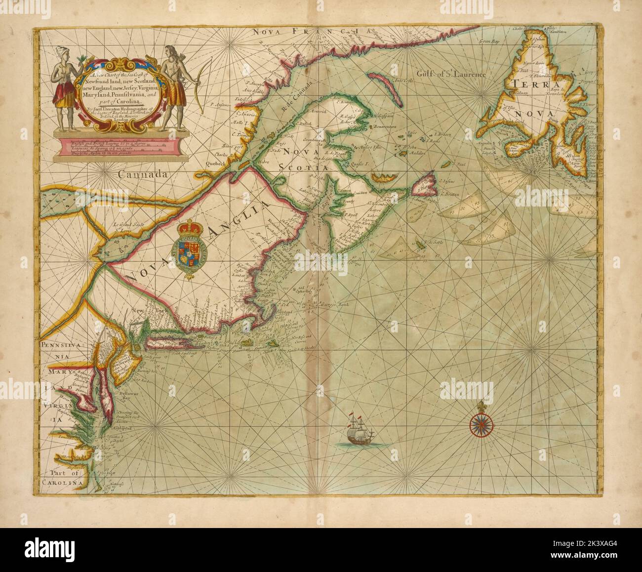A new chart of the sea coast of Newfound land, New Scotland, New ...