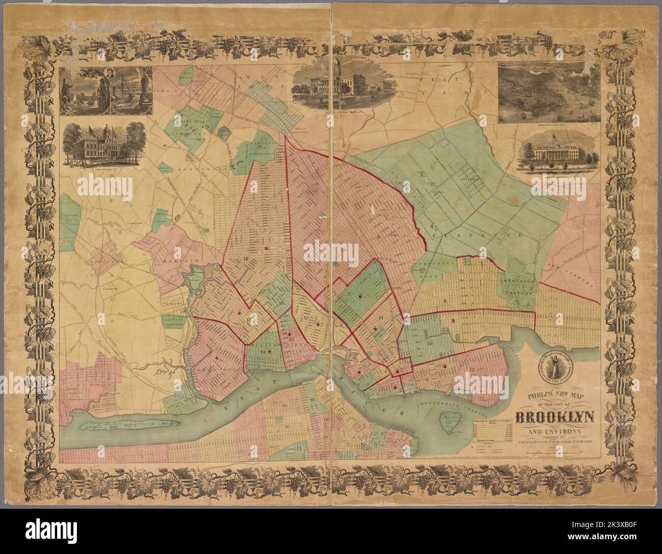 Phelp's new map of the city of Brooklyn and environs Lang & Laing Lith ...
