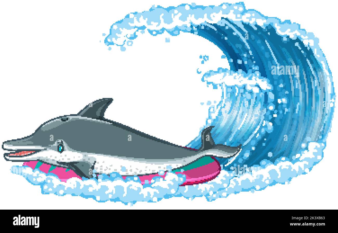 Cute dolphin cartoon character ocean illustration Stock Vector Image ...