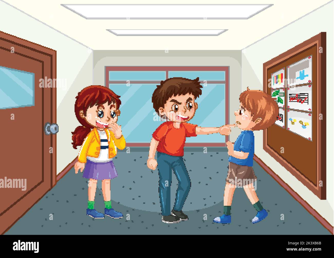 Bullying kids school scene illustration Stock Vector Image & Art - Alamy
