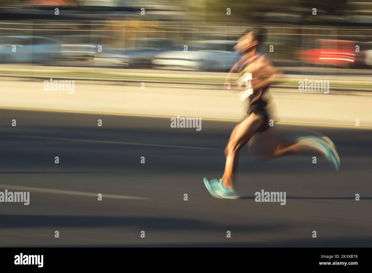 Izmir, Turkey - September 11, 2022: Running man with motion blur in the ...