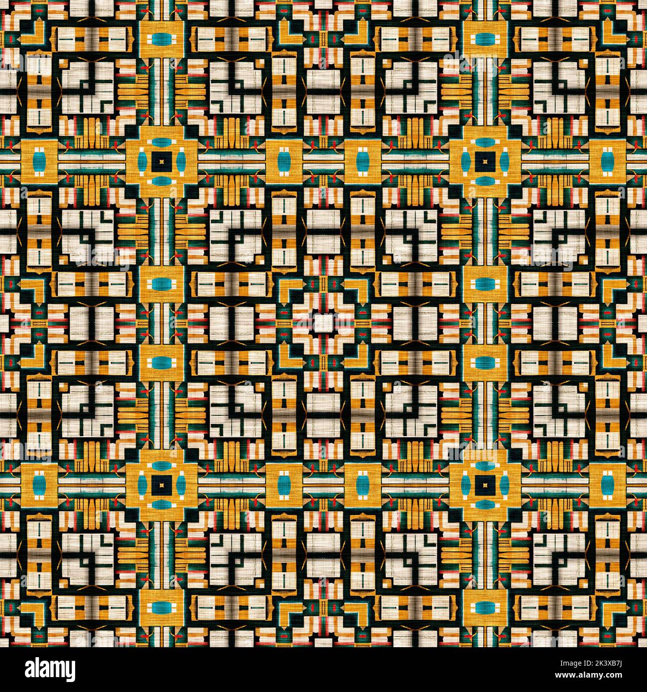 Traditional tile mosaic seamless pattern print. Fabric effect mexican ...