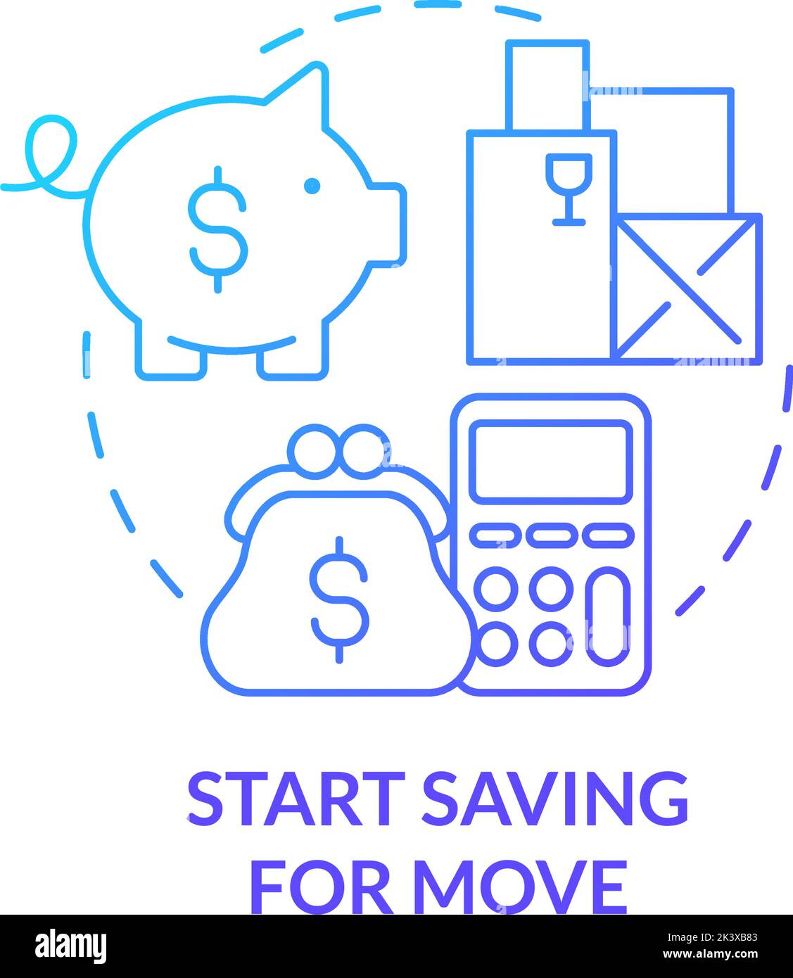 Start saving for move blue gradient concept icon Stock Vector Image ...