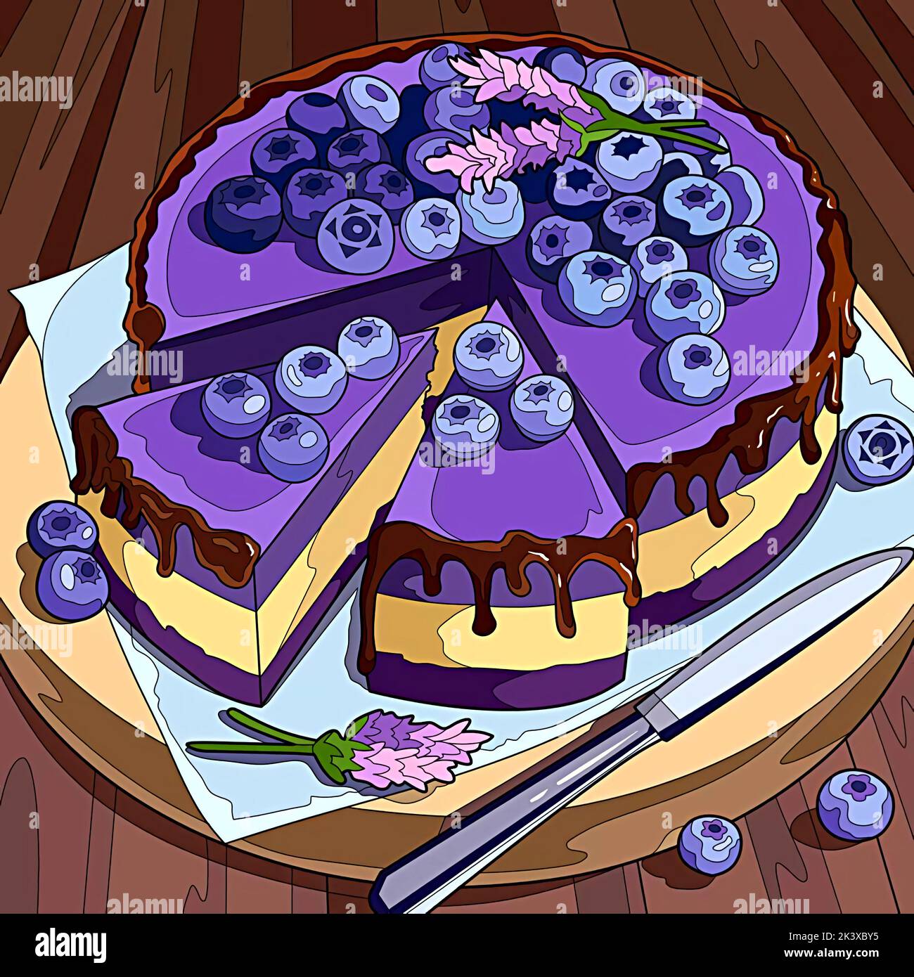 picture of a purple sponge cake with grapes on it Stock Photo - Alamy