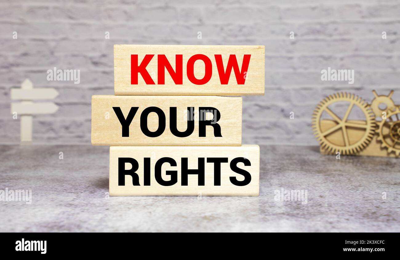 text Know Your Rights on wooden block Stock Photo - Alamy